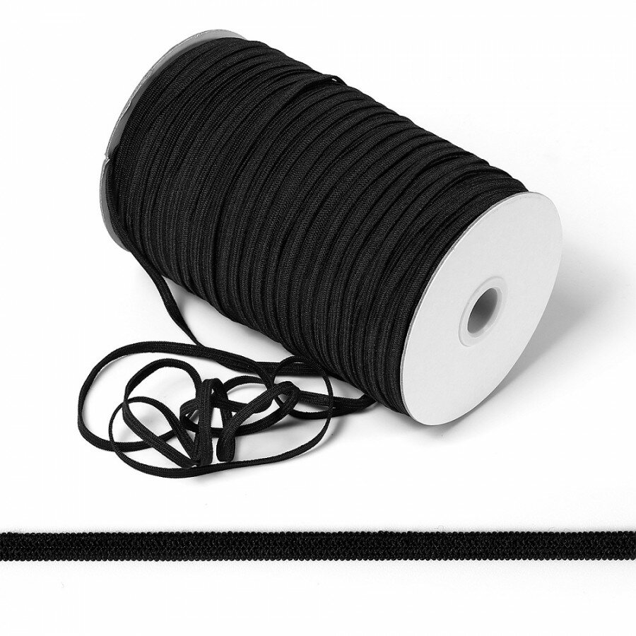 Резинка вязаная 3,9г ТВ-004мм цв. черный бобина уп.200м