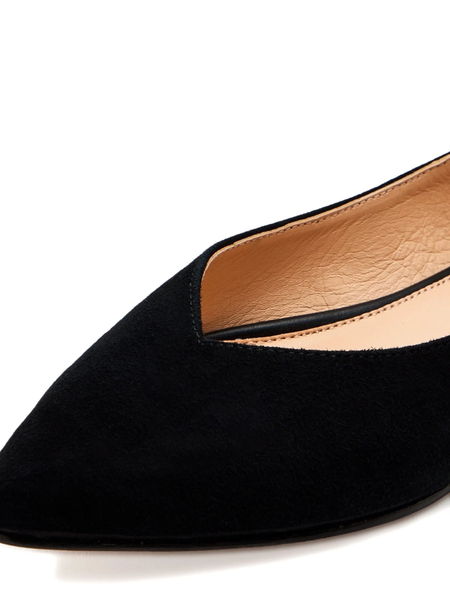 Балетки HOUSE OF BALLERINAS Pointed-toe suede ballet flats, размер 38, black/black — фото 1