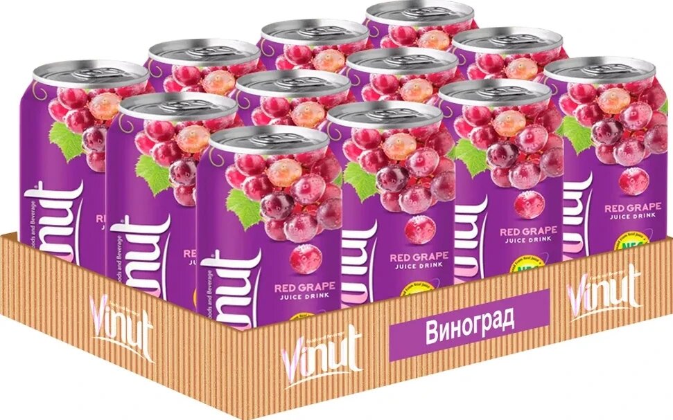 Vinut Красный виноград 0,33л./12шт. Vinut Соки и Нектары Вьетнам