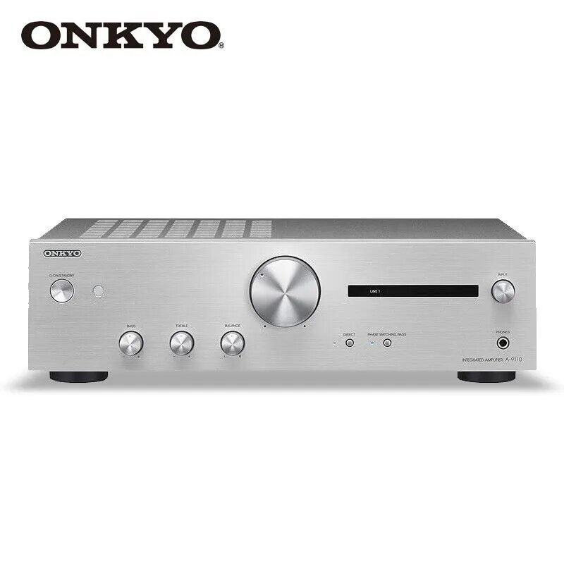 HIFI 2.1-канальный стерео комбинированный усилитель ONKYO A-9110; высокая мощность; совместим с проигрывателем виниловых пластинок, серебристый