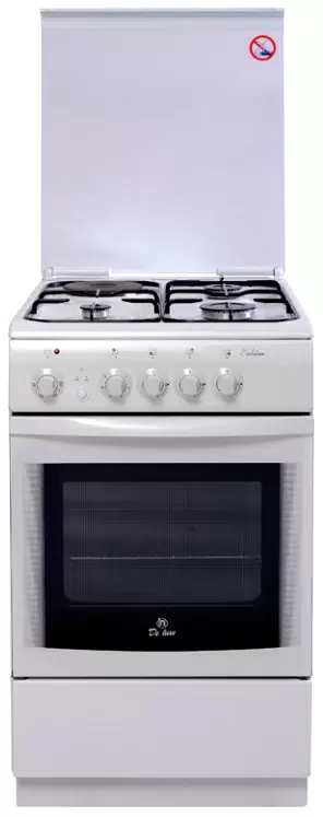 Кухонная плита De luxe 506031.01гэ, комбинированная, 3 газовые конфорки, 1 электрическая конфорка, электрическая духовка, 60 л