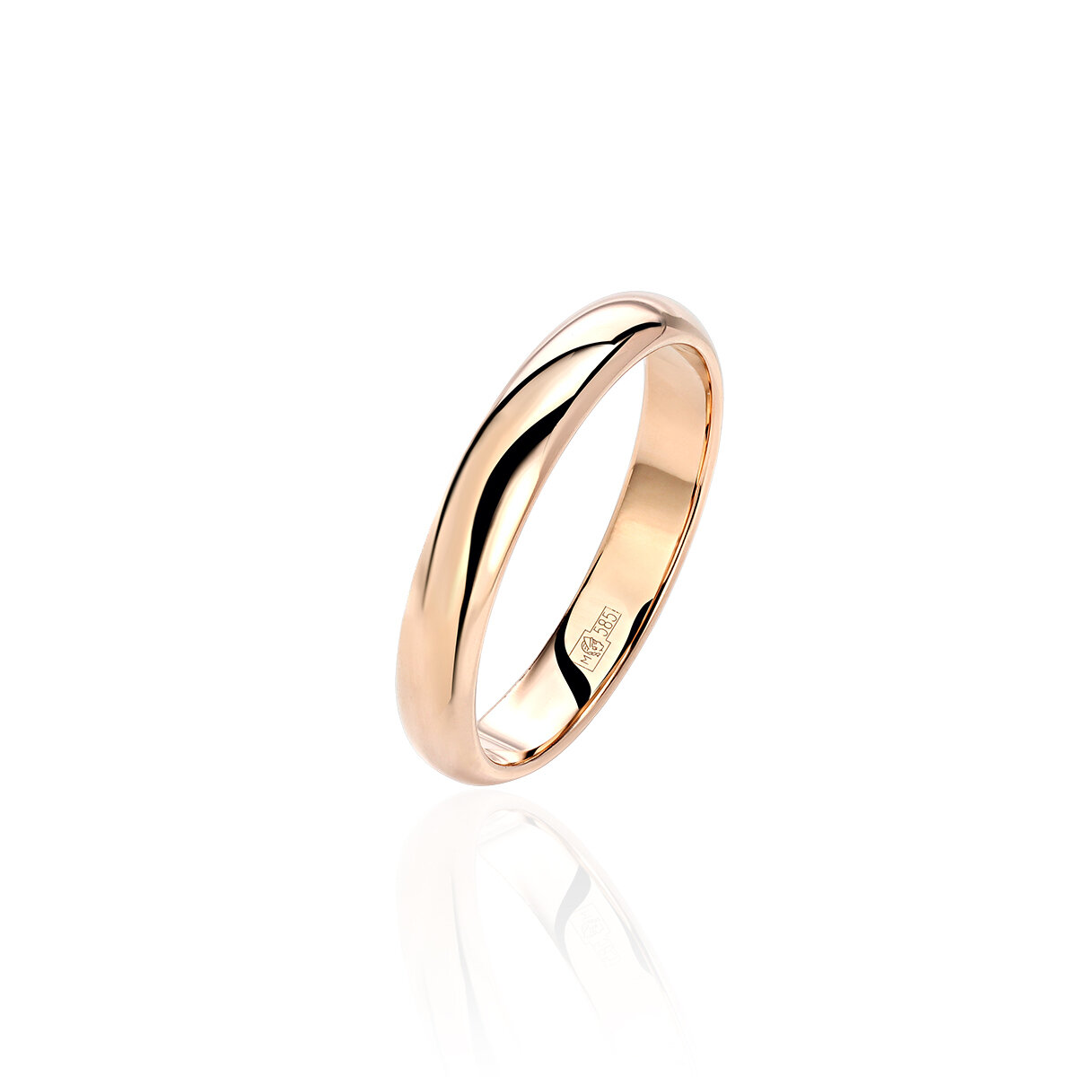 Кольцо тонкое, обручальное, красное золото, 585 проба
