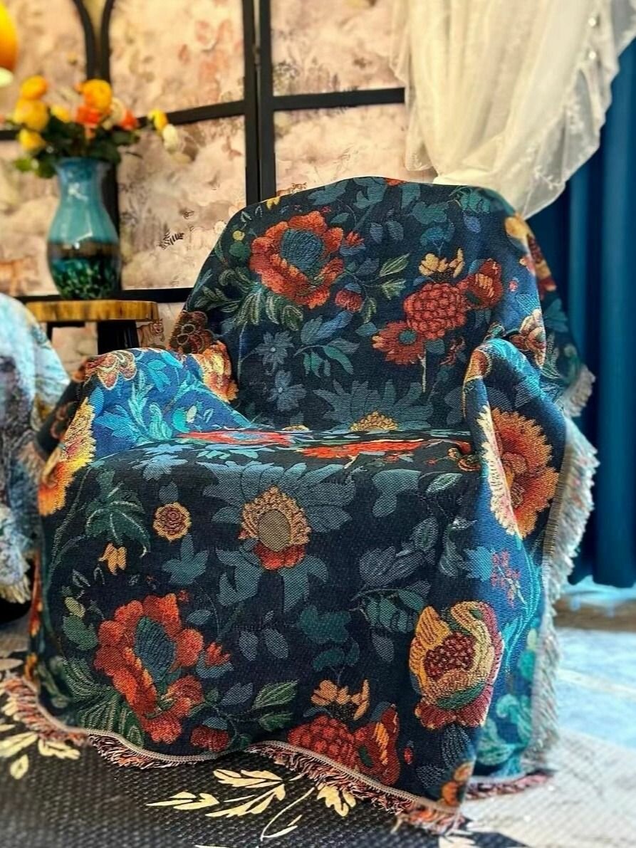 Плед-пончо , Полиэстер, 180 см х 130 см, Нитяное одеяло, мебельное покрывало