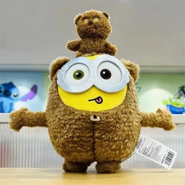 Kawaii Miniso Minions Bob + Tim series anime periferique plush pillow decorative cartoon doll children's toys gift for birthday, Размер: 25 см