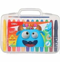 Мелки пластик. Deli EC222-12 Color Kids трехгр. 12цв. (12шт) пласт. туб. гол