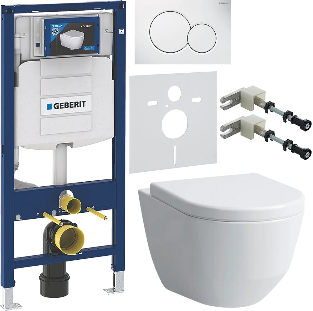 Комплект Унитаз подвесной Laufen Pro Rimless без ободка / Крышка с микролифтом, петли хром / Инсталляция Geberit Duofix UP 320 111.300.00.5, Кнопка Sigma белая, Шумоизоляция
