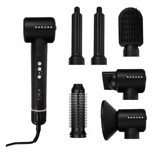 Фен Telzen I-236s, 7 в 1, ионизация, съемный фильтр, защита от перегрева, черный