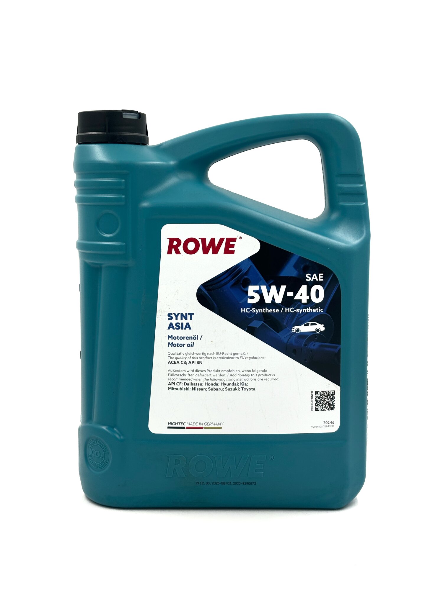 Масло моторное Rowe Synt Asia 5w-40 HC- synthese , 4 литра ,