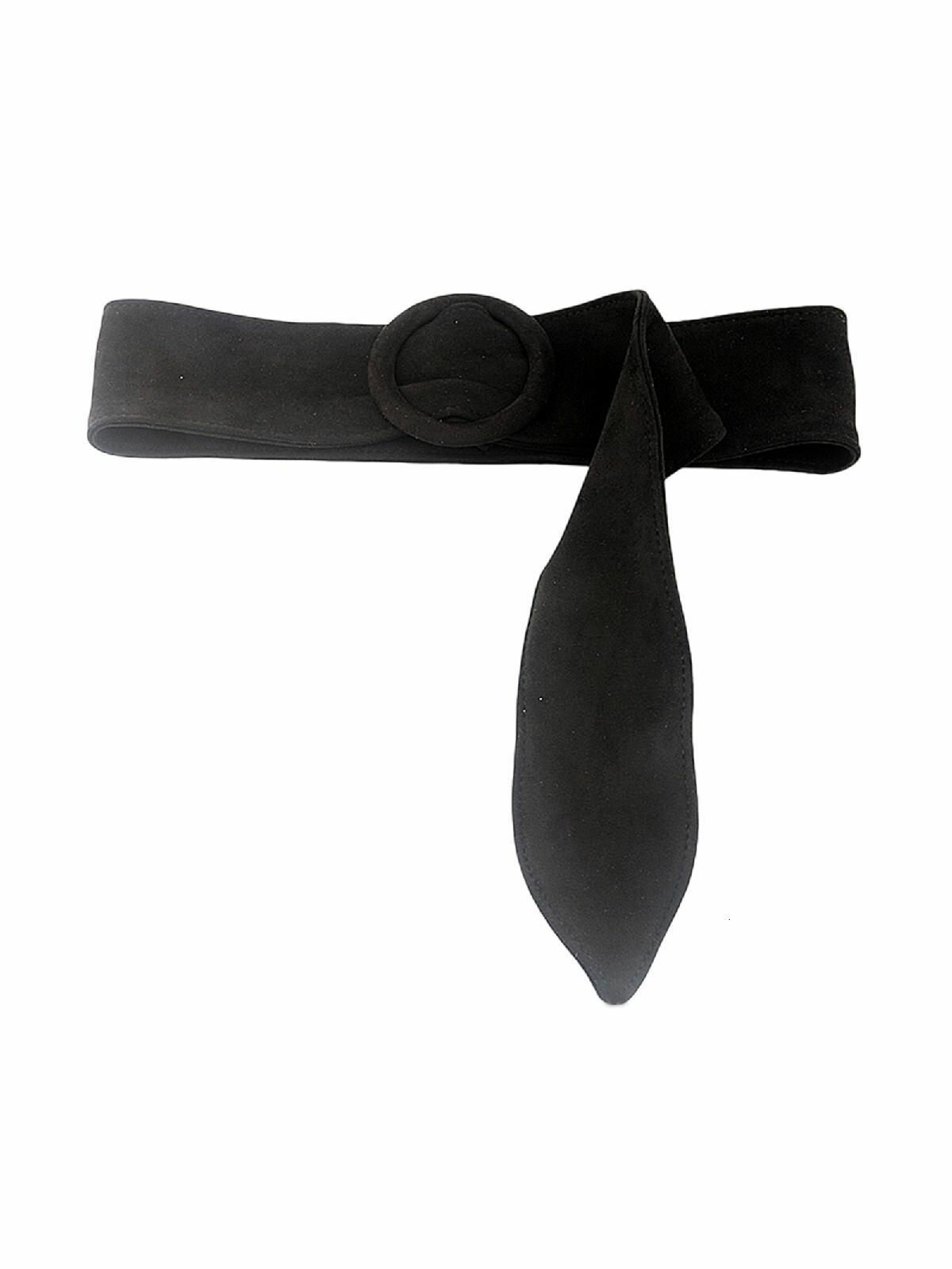 Широкий эластичный пояс из замши для платьев, Черный
