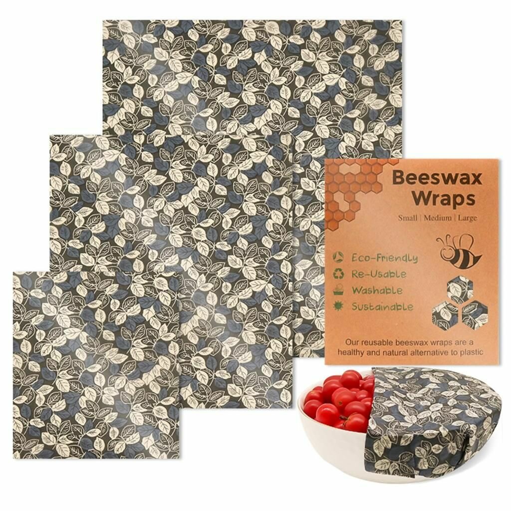Многофункциональные восковые салфетки для хранения еды (3 шт.), - Листья 7
