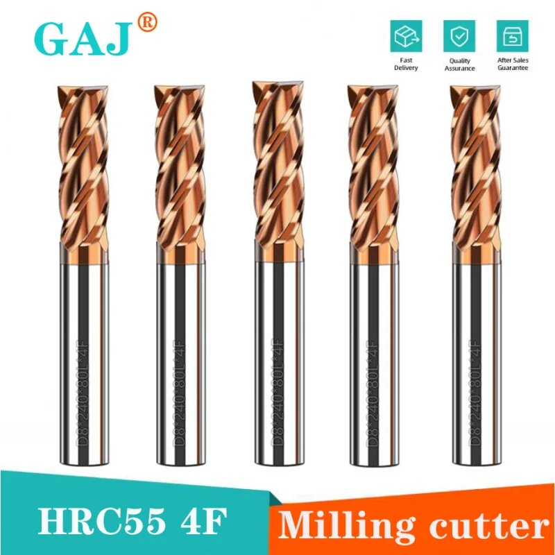 HRC55 Твердосплавная концевая фреза, 4 фрезы, металлическая сталь, вольфрамовая фреза, режущий инструмент для покрытия из сплава, обработка с ЧПУ 1 2 3 4 5 6 7 8 9-20 мм 7.0mmx60L