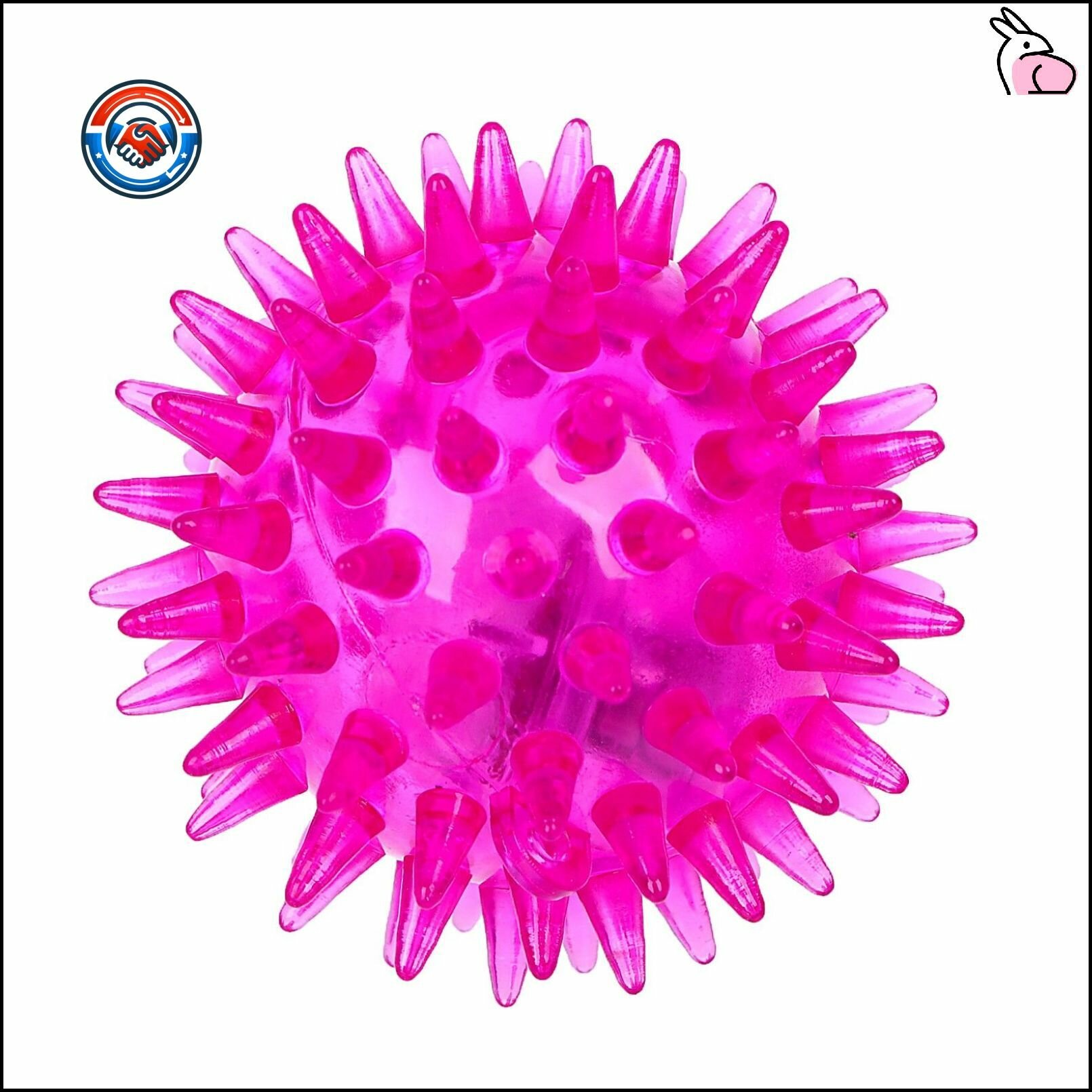 Светящийся массажный мяч ежик для детей, антистресс игрушка с мягкими шипами для развития мелкой моторики и тактильности, компактный светящийся мячик для игры дома и в дорогу