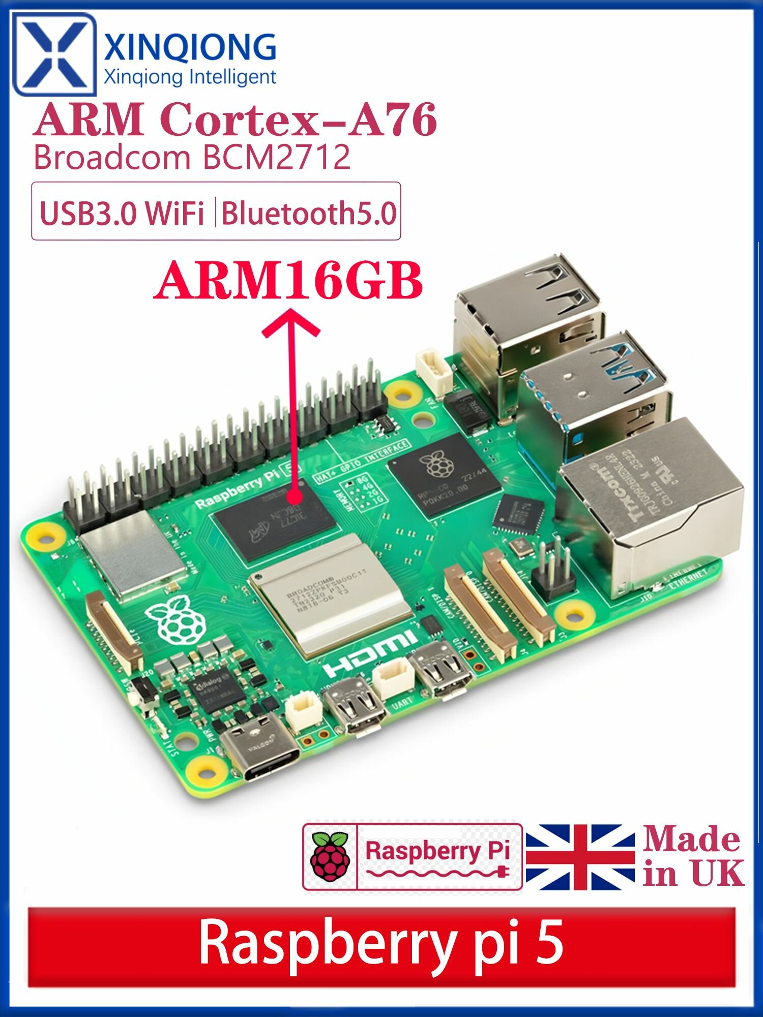 Raspberry Pi 5 16GB современный одноплатный микрокомпьютер нового поколения