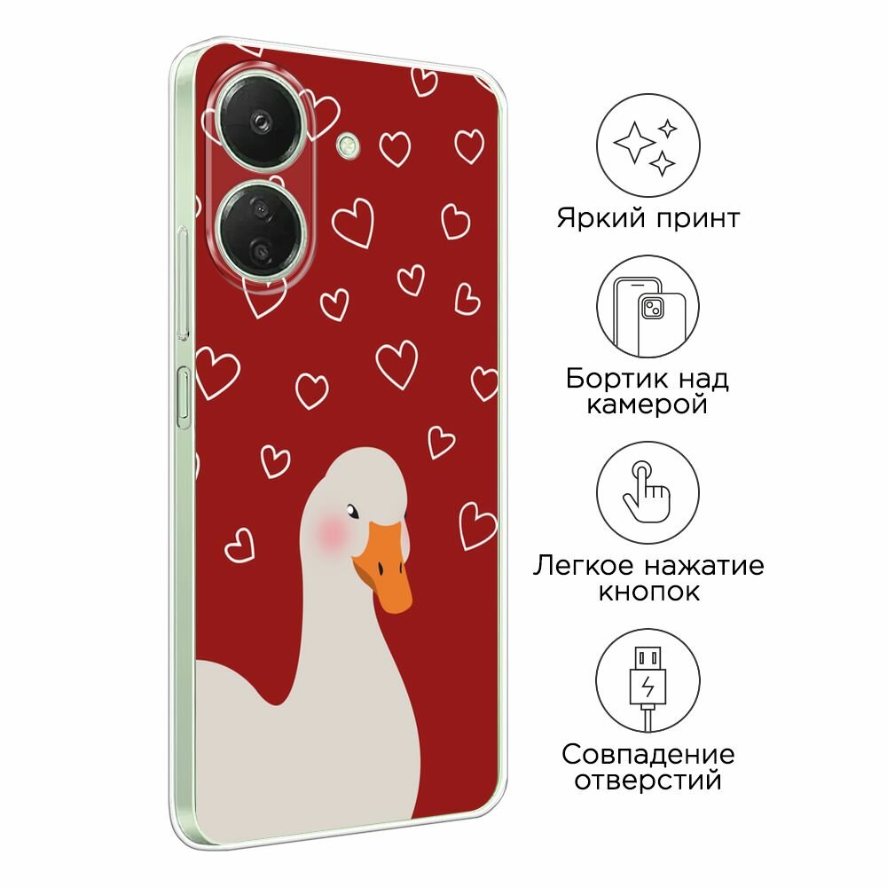 Чехол на Xiaomi Redmi 13C/Poco C65 / Сяоми Редми 13C/Поко С65 с принтом "Влюблённый гусь 1 - 14 февраля" — фото 1