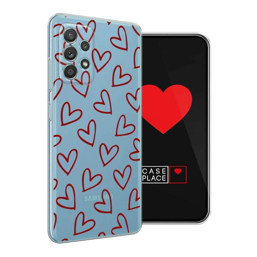 Чехол на Samsung Galaxy A33 5G / Самсунг Галакси А33 5G с принтом "Little hearts doodles 2 - 14 февраля", прозрачный — фото 1