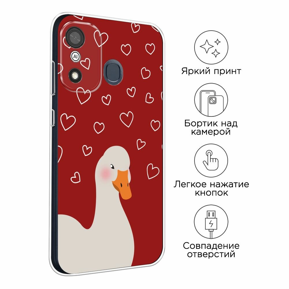 Чехол на Itel A27 / Ител А27 с принтом "Влюблённый гусь 1 - 14 февраля" — фото 1