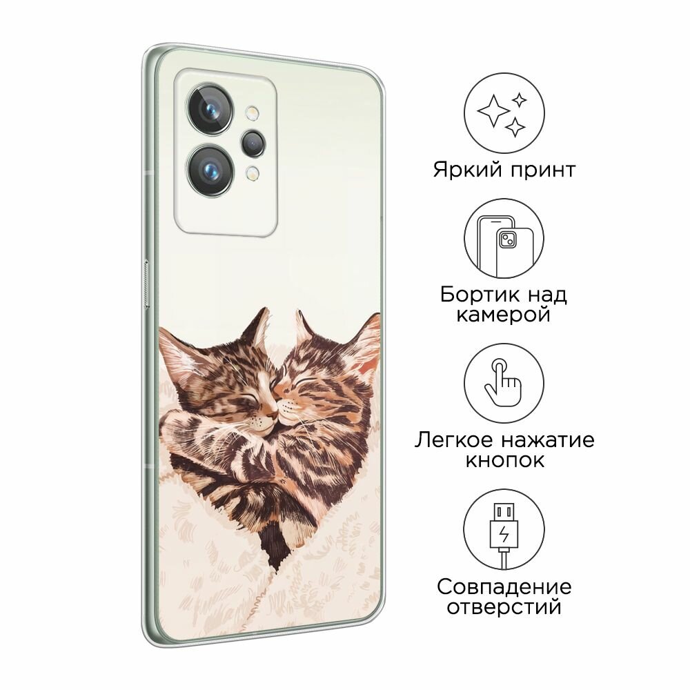Чехол на Realme GT 2 Pro / Реалми GT 2 Про с принтом "Влюбленные котейки - 14 февраля" — фото 1