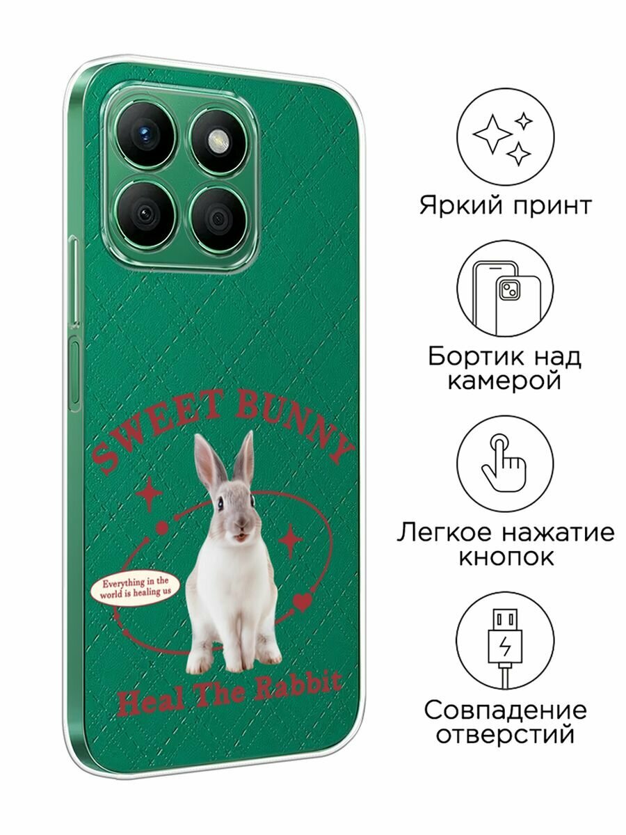 Чехол на Honor X8B / Хонор X8B с принтом "Heal the rabbit", прозрачный — фото 1