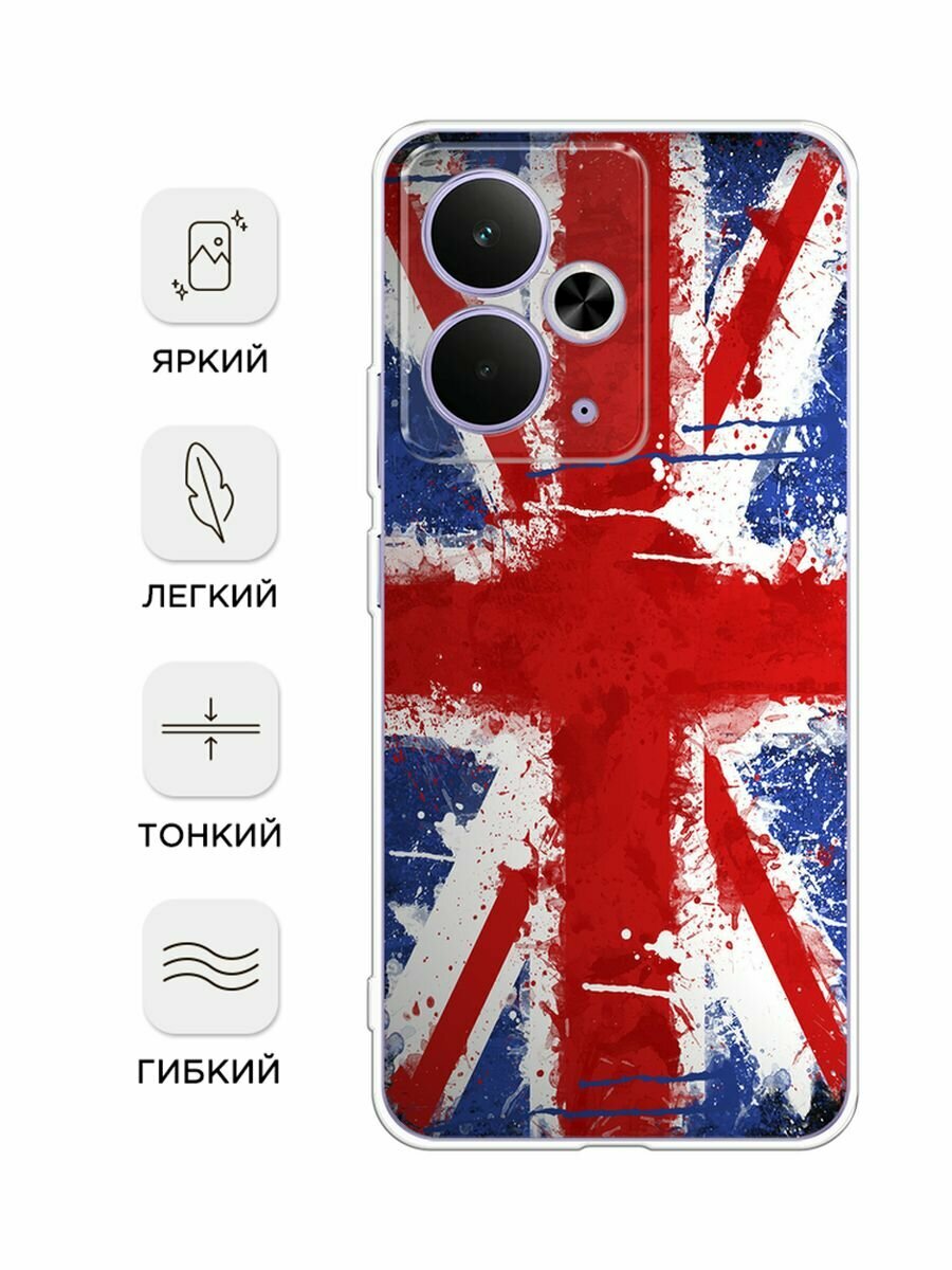 Чехол на Realme 14T / Реалми 14Т с принтом "Флаг Великобритании 2" — фото 1