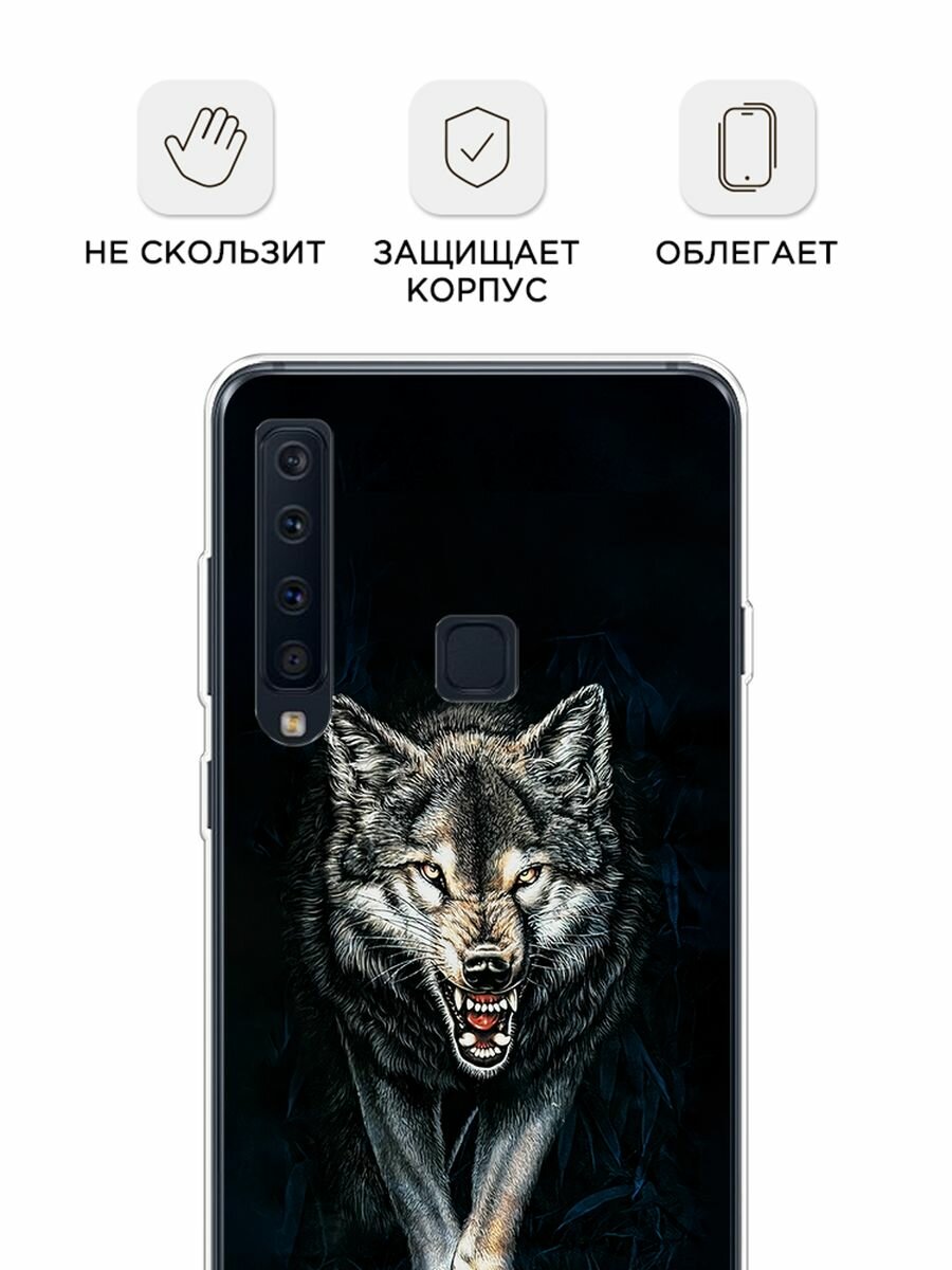 Чехол на Samsung Galaxy A9 2018 / Самсунг Галакси А9 2018 с принтом "Злобный волк из ночи" — фото 1