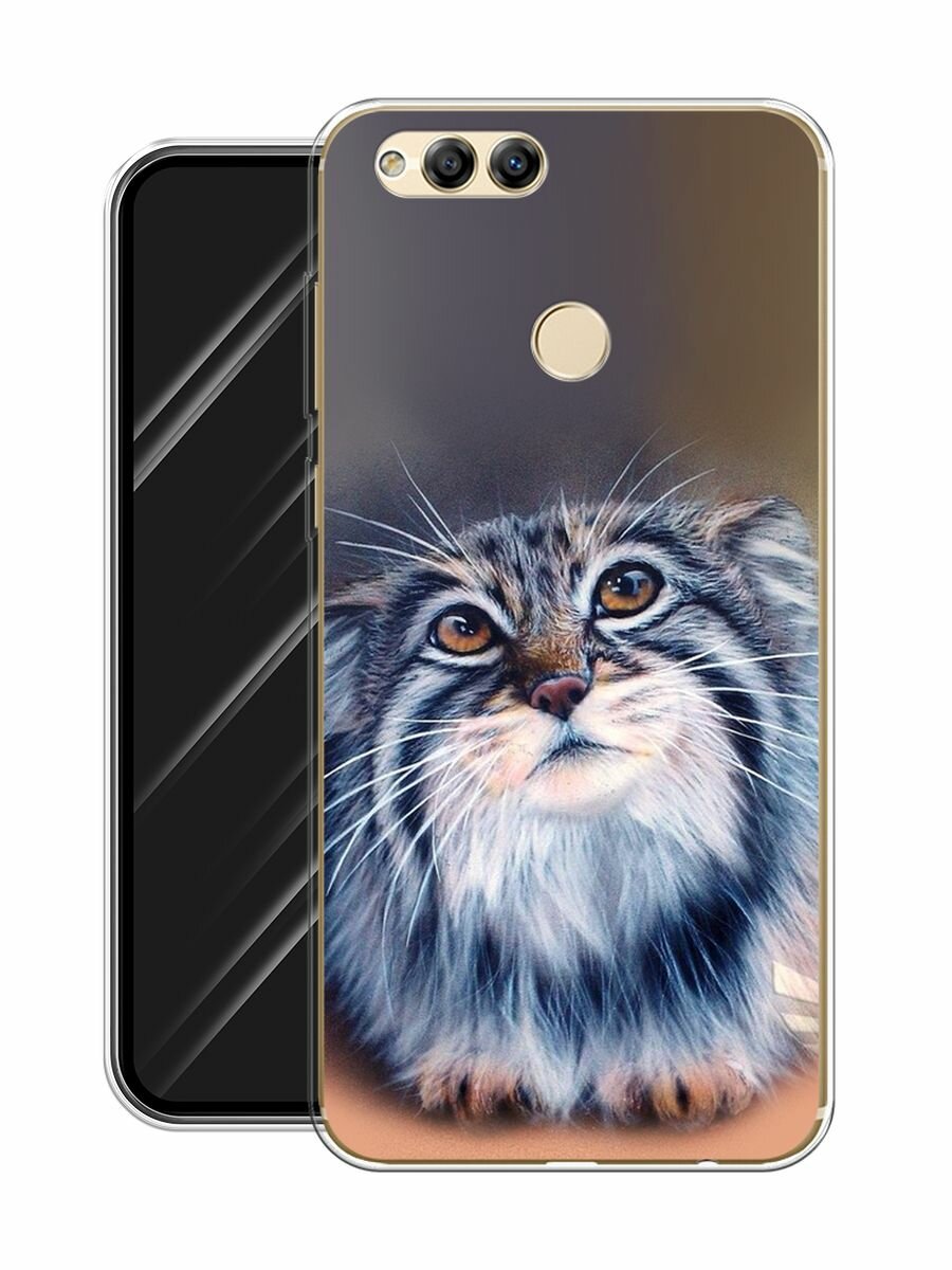 Силиконовый чехол на Honor 7X / Хонор 7Х с принтом "Кот манул 2" — фото 1