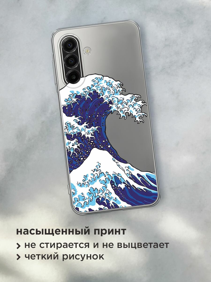 Чехол на Samsung Galaxy A17/A18 / Самсунг А17/А18 с принтом "Волна над Фудзи", прозрачный — фото 1