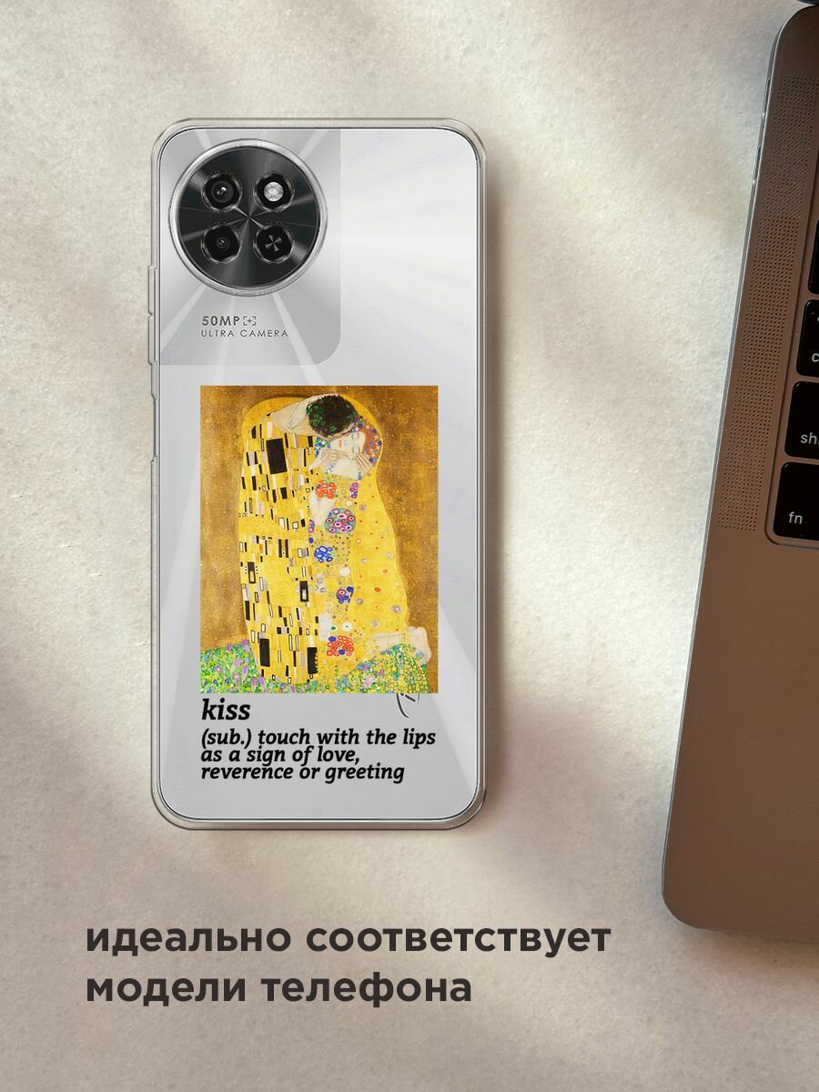 Чехол на Itel S23 / Ител S23 с принтом "The kiss", прозрачный — фото 1