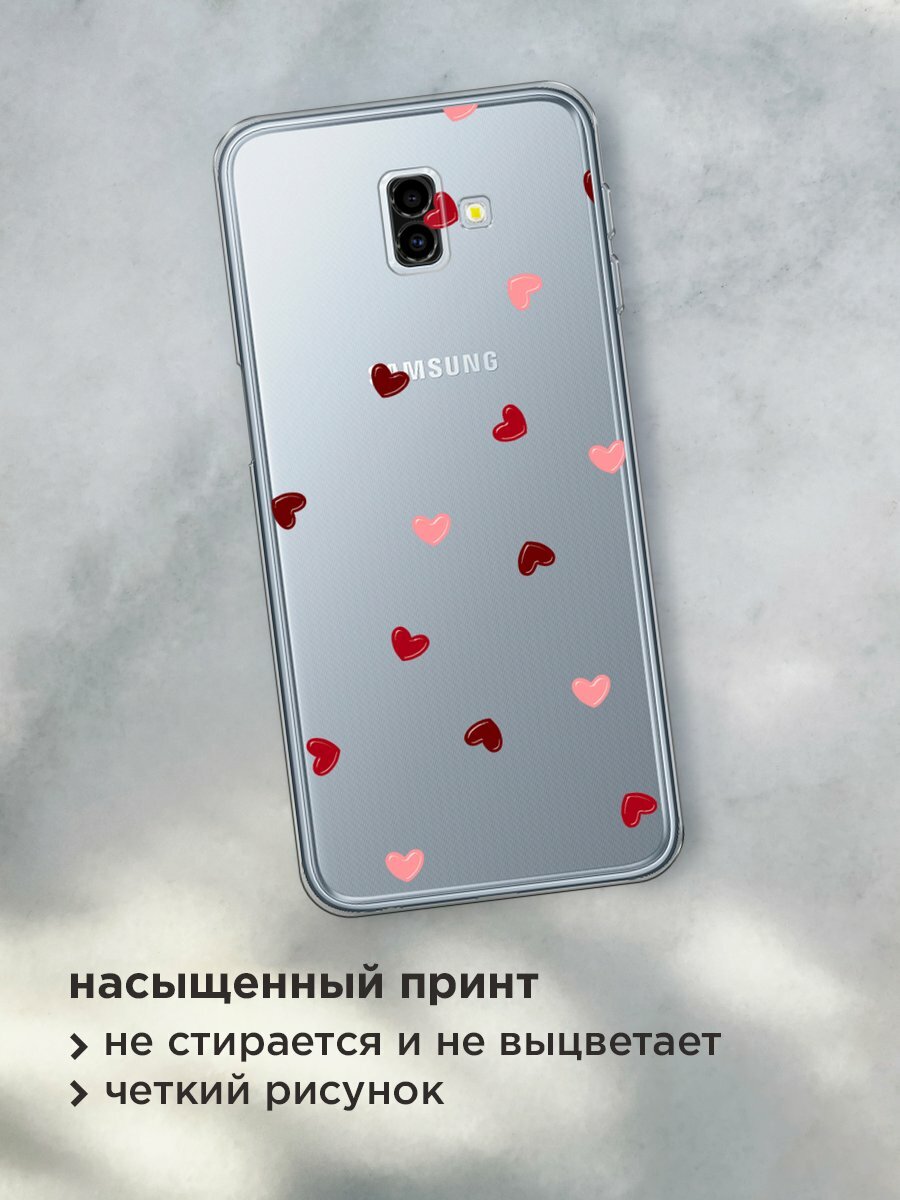 Чехол на Samsung Galaxy J6 + / Самсунг Галакси J6 Плюс 2018 с принтом "Бордовые сердечки 2" — фото 1