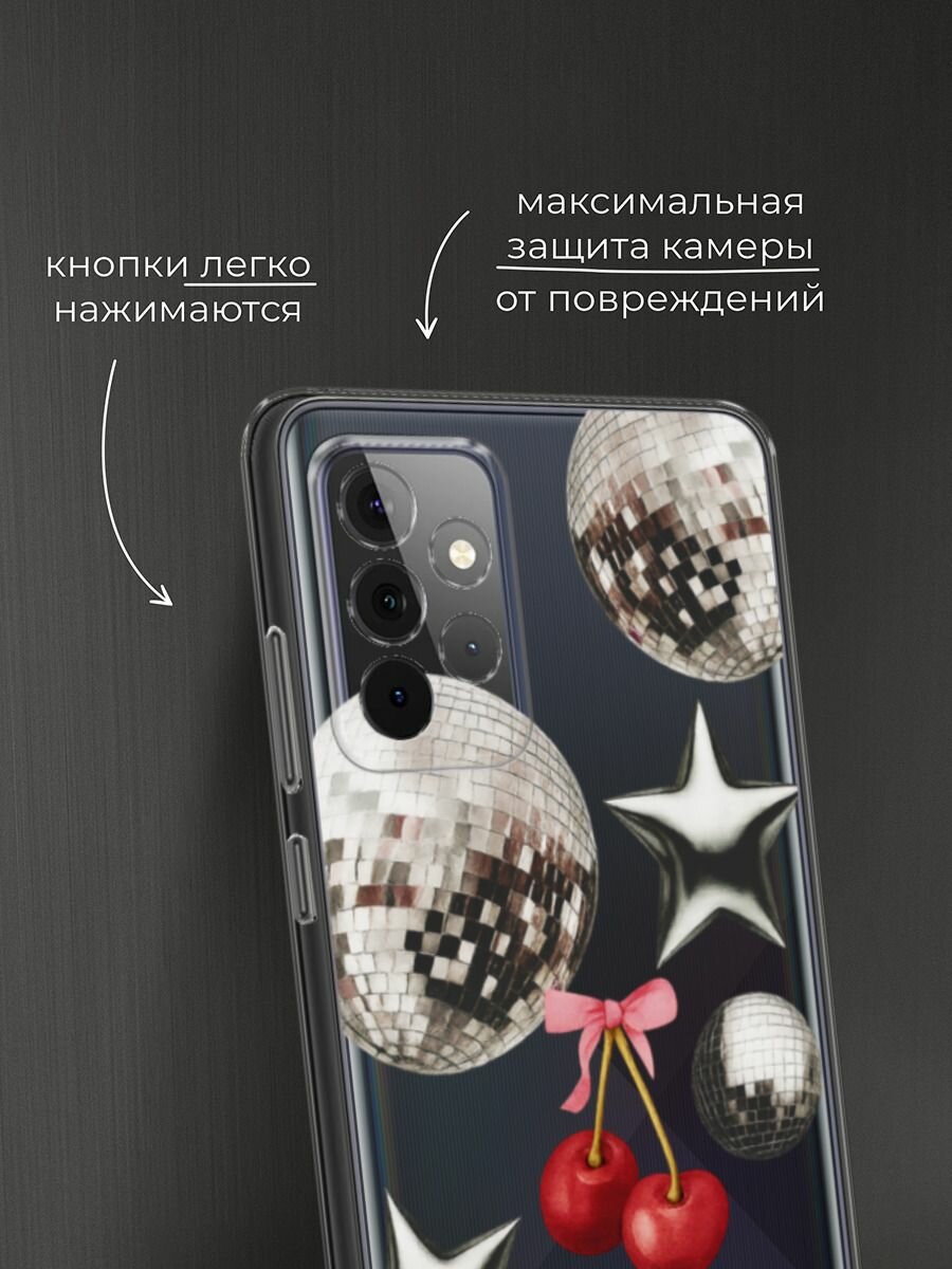 Чехол на Samsung Galaxy A72 / Самсунг Галакси А72 с принтом "Стильная подборка", прозрачный — фото 1
