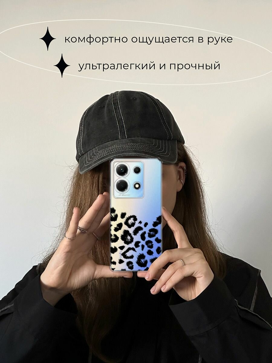 Чехол на Infinix Note 30 4G / Инфиникс Нот 30 4G с принтом "Окрас леопарда фон черный", прозрачный — фото 1