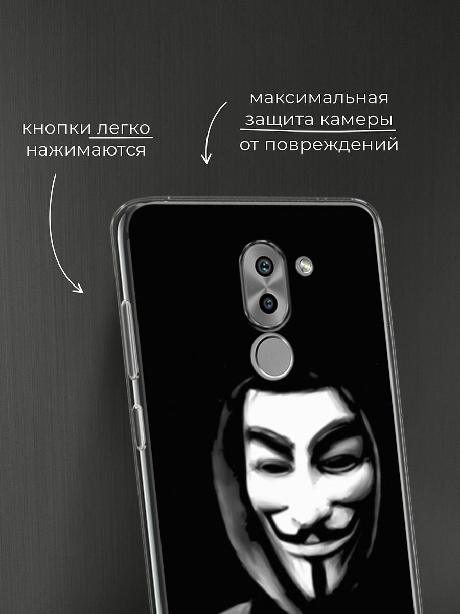 Силиконовый чехол на Honor 6X / Хонор 6Х с принтом "Анонимус" — фото 1