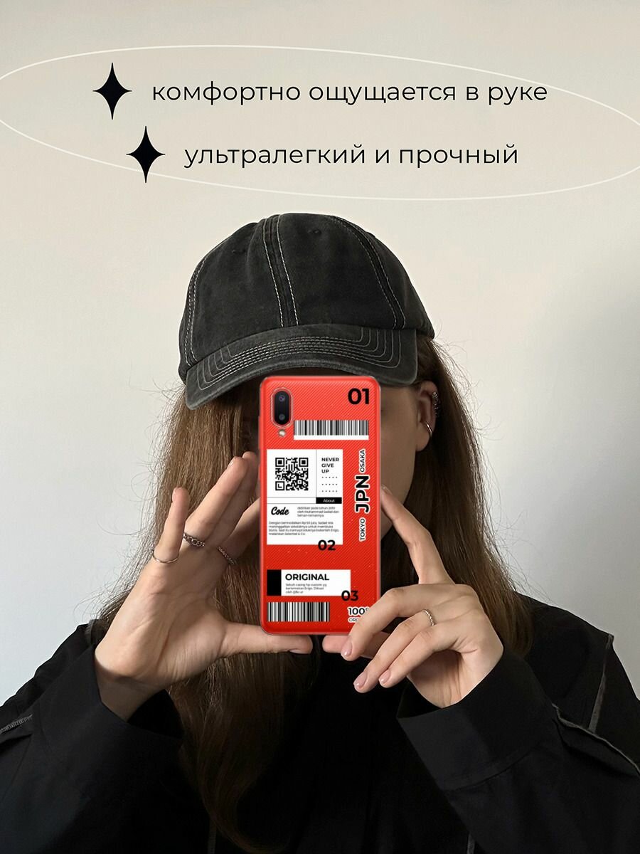Чехол на Samsung Galaxy A02 / Самсунг Галакси А02 с принтом "JPN", прозрачный — фото 1