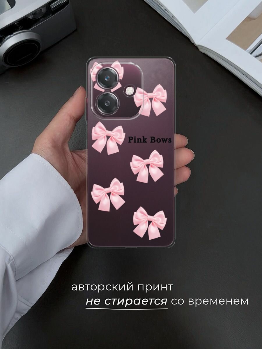 Чехол на Oppo A3/A3x / Оппо А3/A3x с принтом "Pink Bows", прозрачный — фото 1