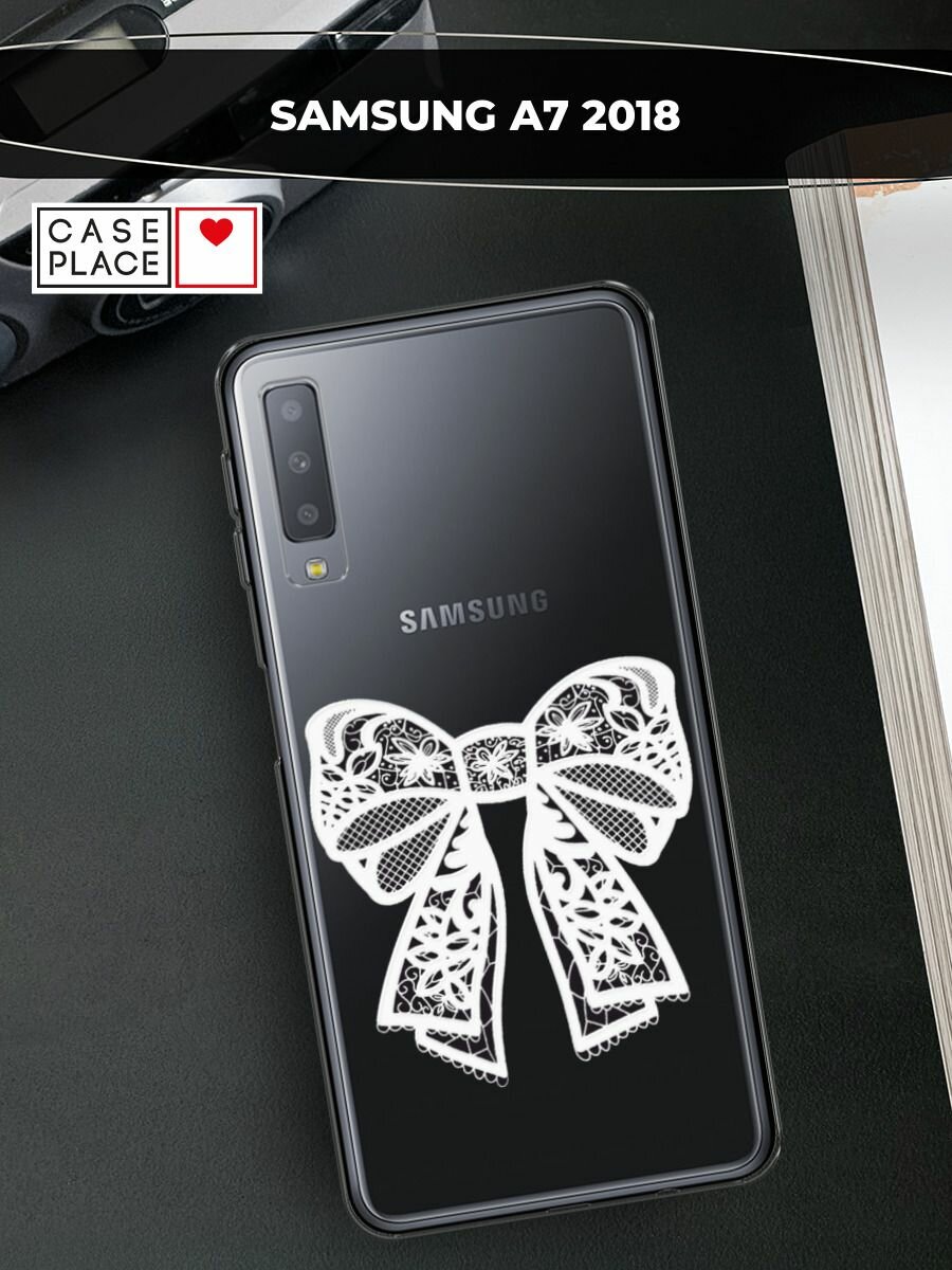 Чехол на Samsung Galaxy A7 2018 / Самсунг Галакси А7 2018 с принтом "Черно-белый бант 2"