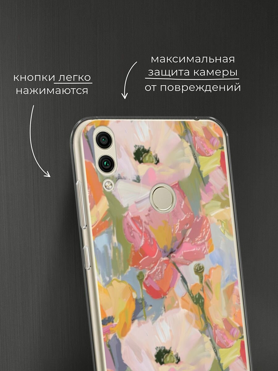 Чехол на Honor 8C / Хонор 8С с принтом "Акварельные анемоны" — фото 1