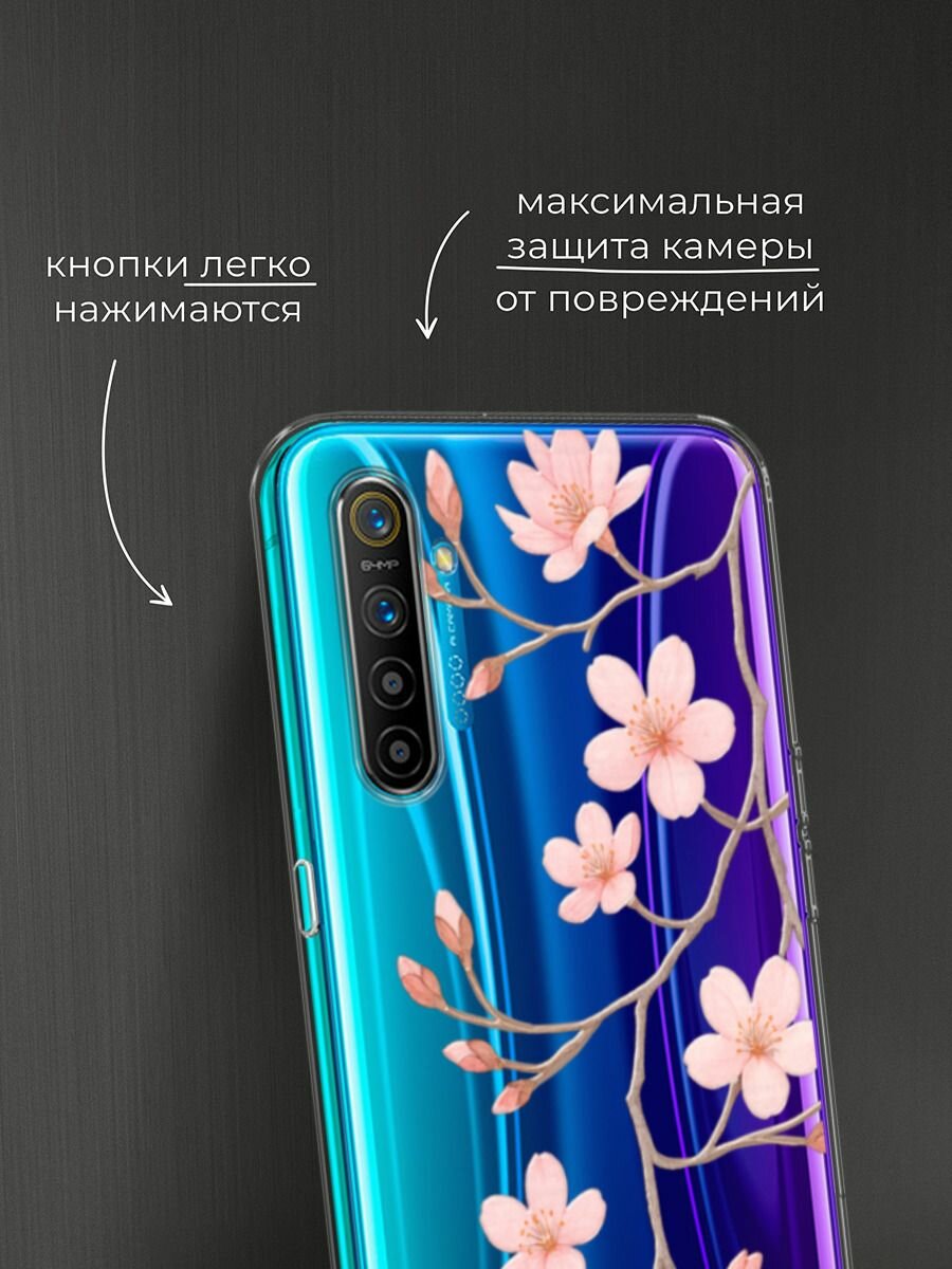 Чехол на Realme XT / Реалми XT с принтом "Веточка распускающейся сакуры 2" — фото 1