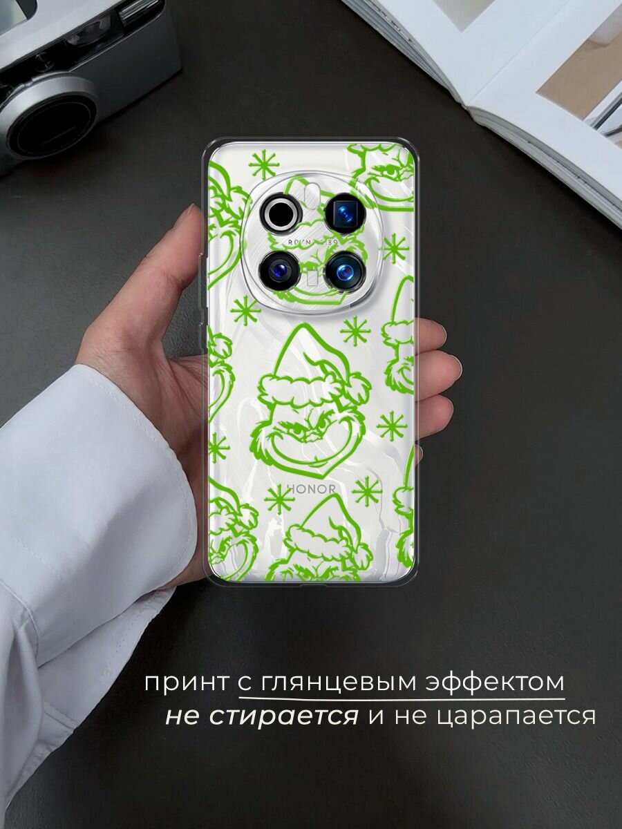 Чехол на Honor Magic 7 Pro / Хонор Мэджик 7 Про с принтом "Зеленый Гринч 3" — фото 1
