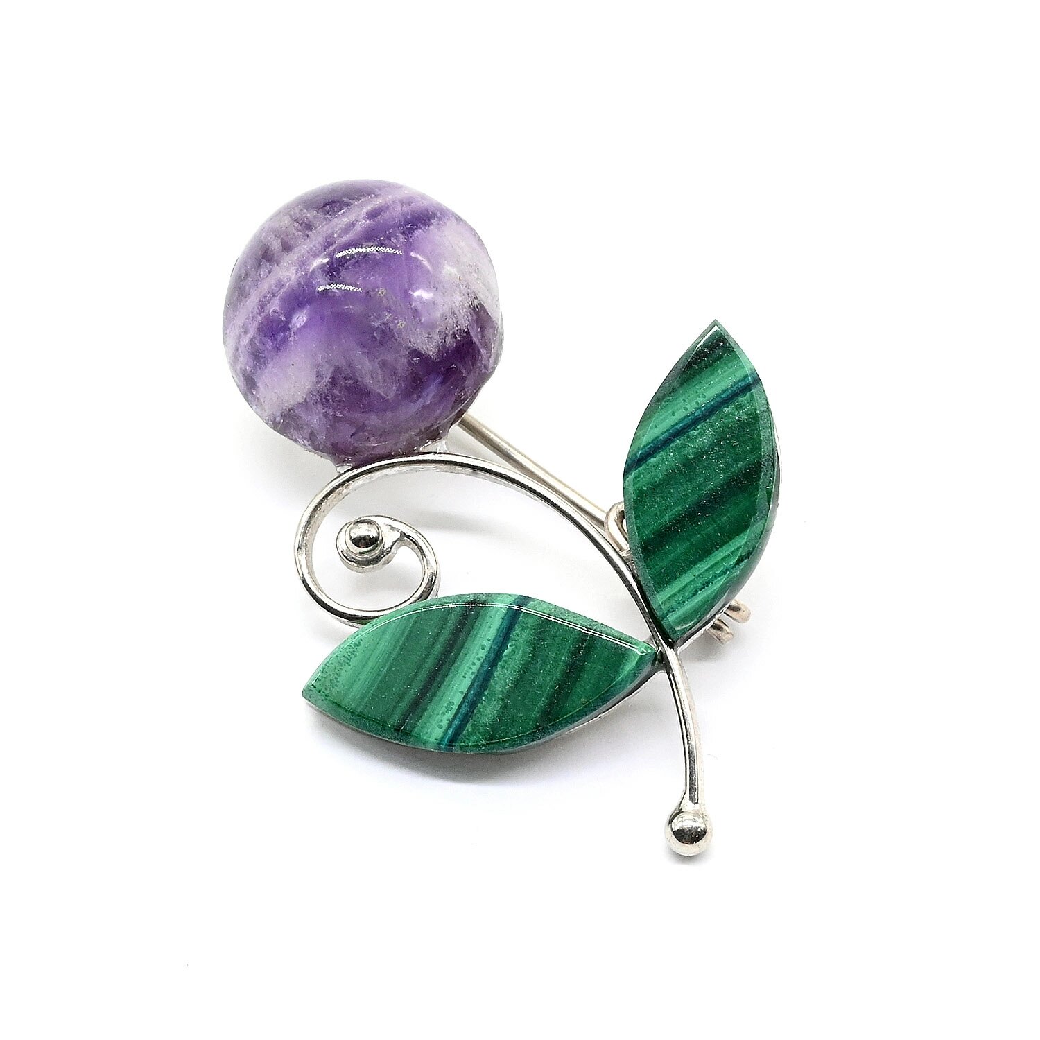 Брошь, малахит