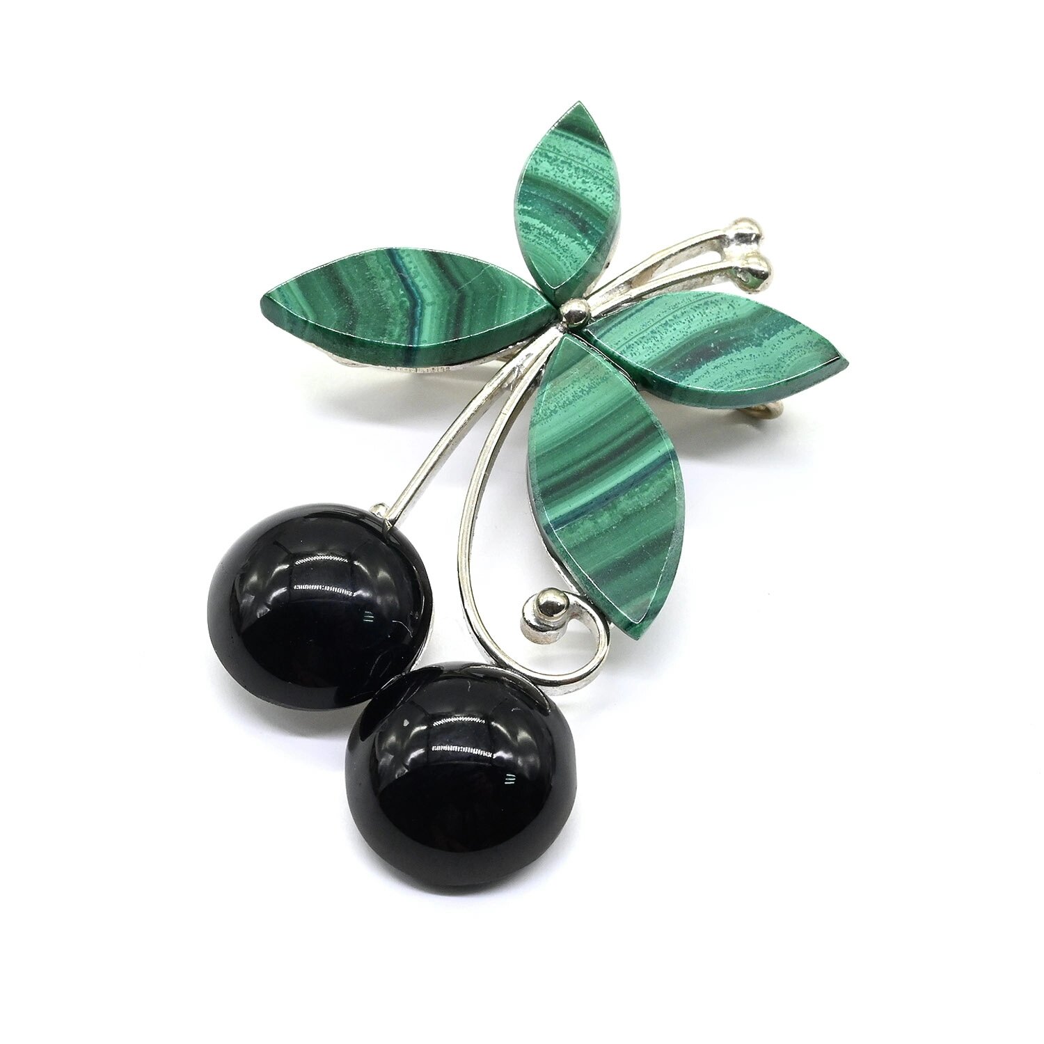 Брошь, малахит