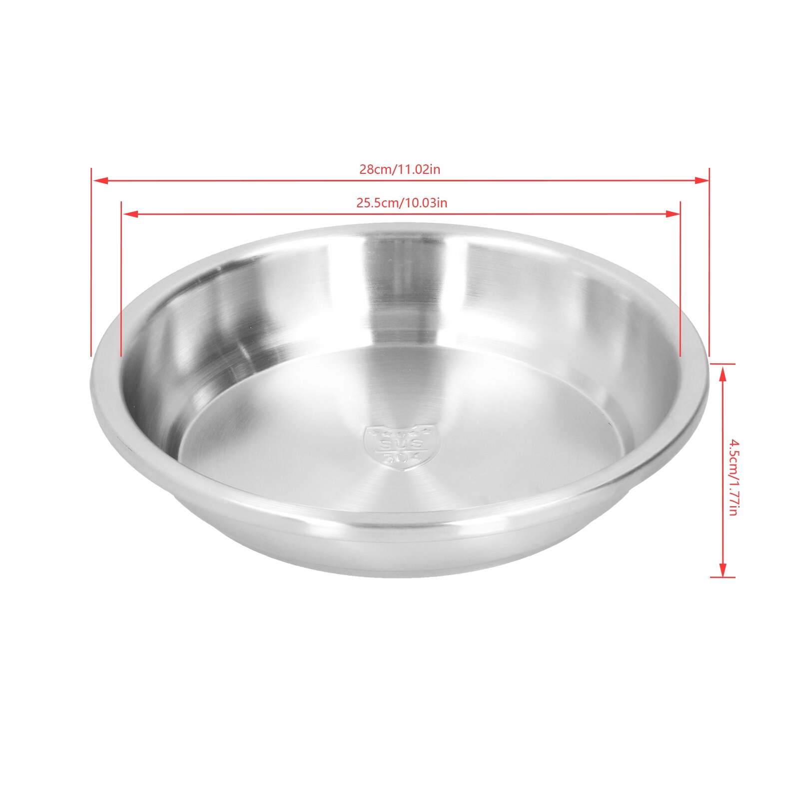 Глубокая тарелка из нержавеющей стали, сверхмощная сервировочная тарелка для салата, супа, посуда для домашней кухни, 28 см