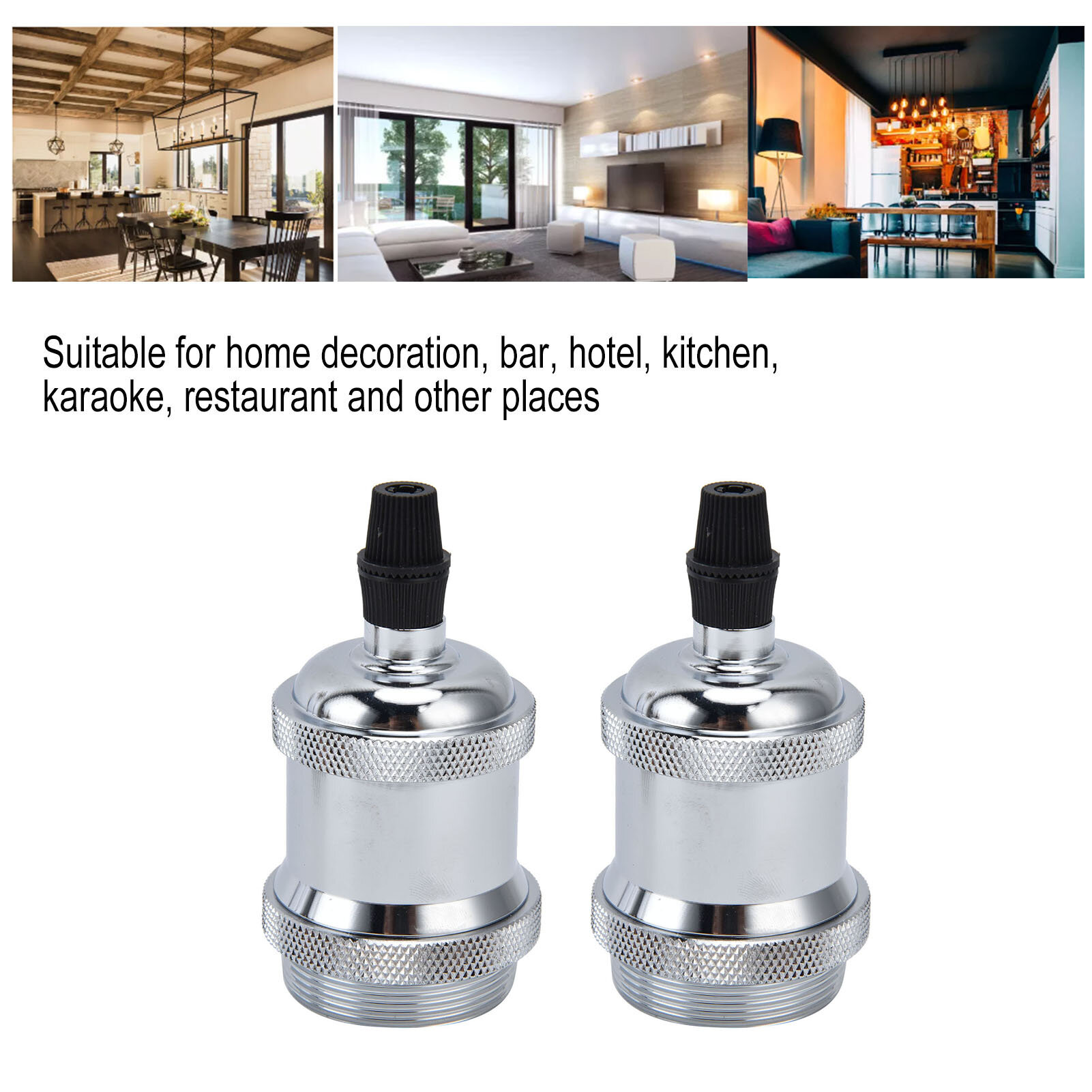 2 шт. винтажный патрон для лампы в стиле ретро, алюминиевый держатель для лампы, аксессуары сделай сам для E26/27, винтажные лампы, серебро