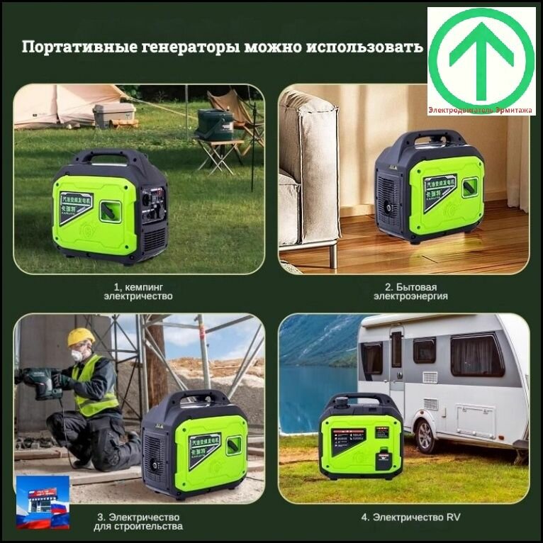 Эксклюзивный инверторный генератор 3кВт 230V с ручным запуском, оснащен евророзеткой, ЖКдисплеем и удобной ручкой для портативного применения в доме и кемпинге