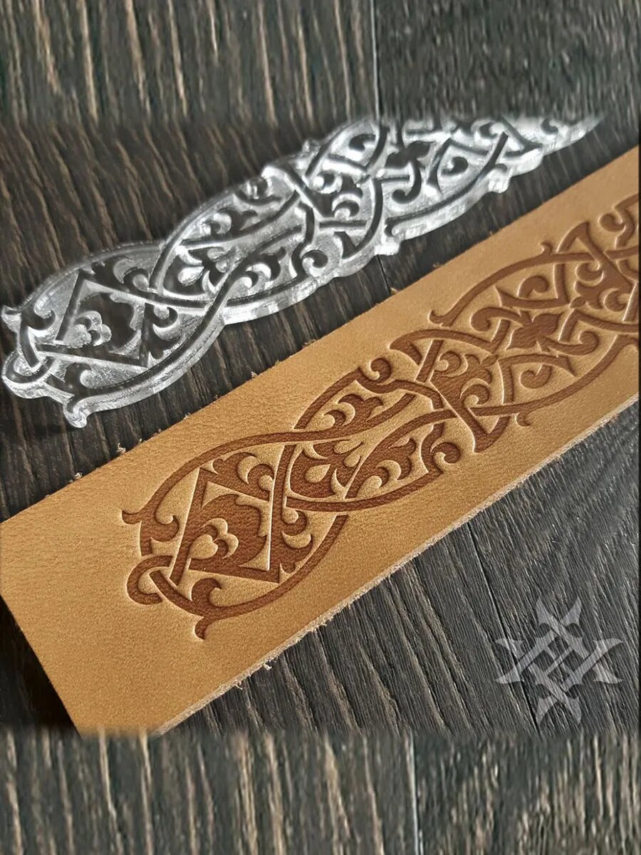 Клише штамп для холодного тиснения по коже #S-005 для кожи с кельтским орнаментом из акрила, 3х17 см