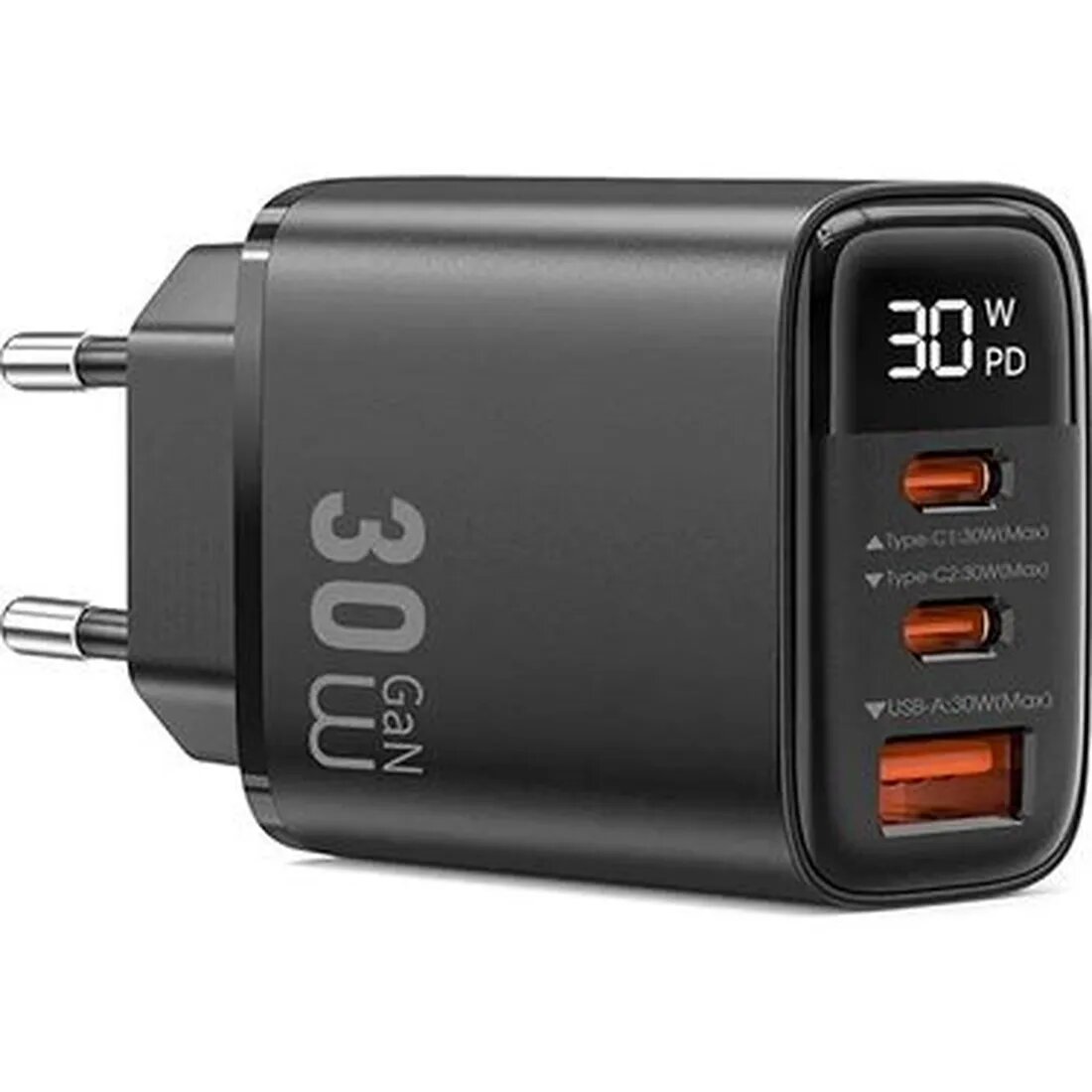 Сетевое зарядное устройство Wiwu Firefly 30W GAN Fast Charger Wi-G010 USB-C-2 USB-A-1