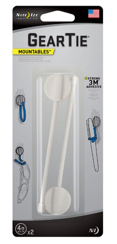 Многоразовая стяжка с крепежом Nite Ize Gear Tie Mountables 4" - Белый 2 шт