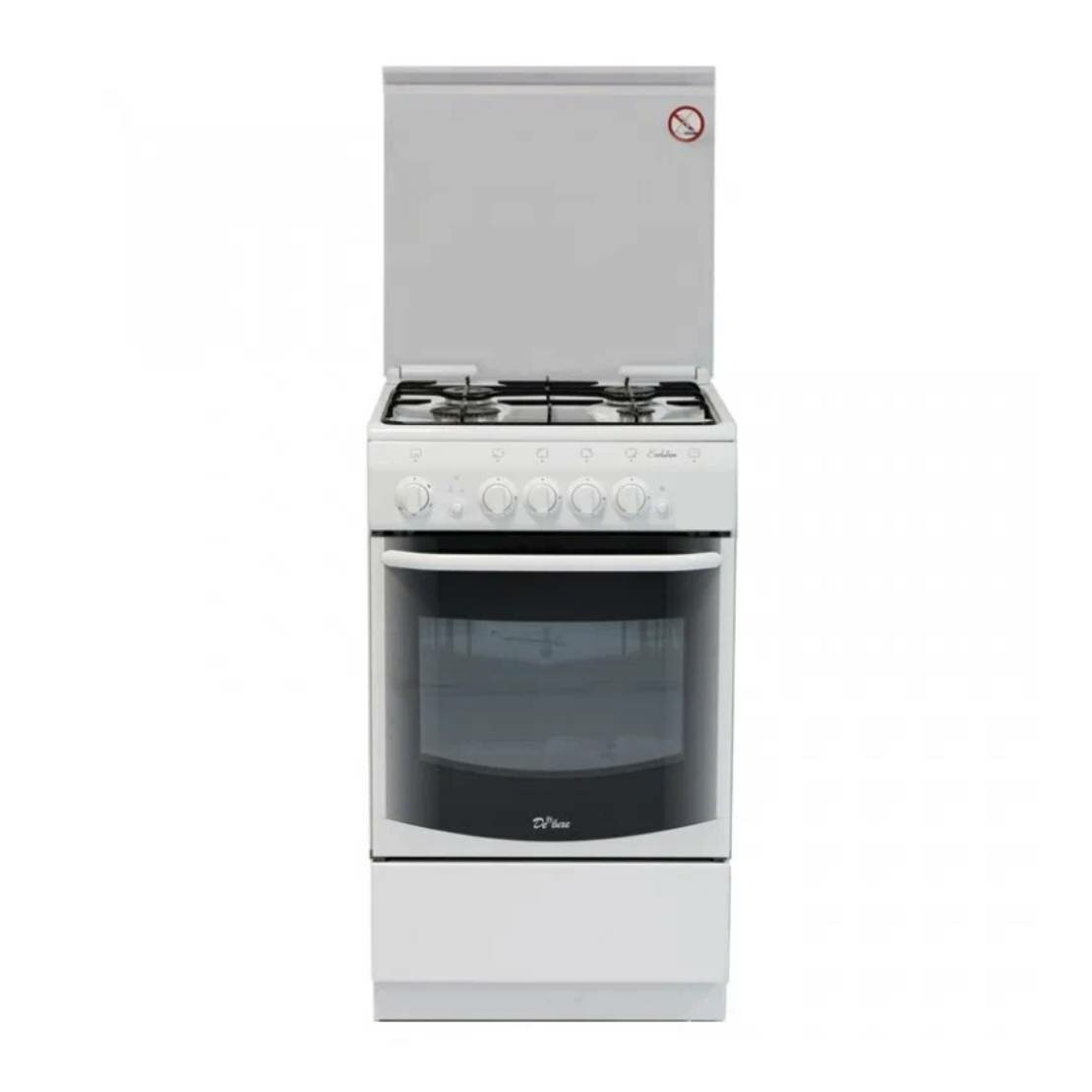 Газовая плита De Luxe 5040.44г. кр. ЧР, 46 л, 3 кВт, газ-контроль, электроподжиг конфорок, термометр, белый