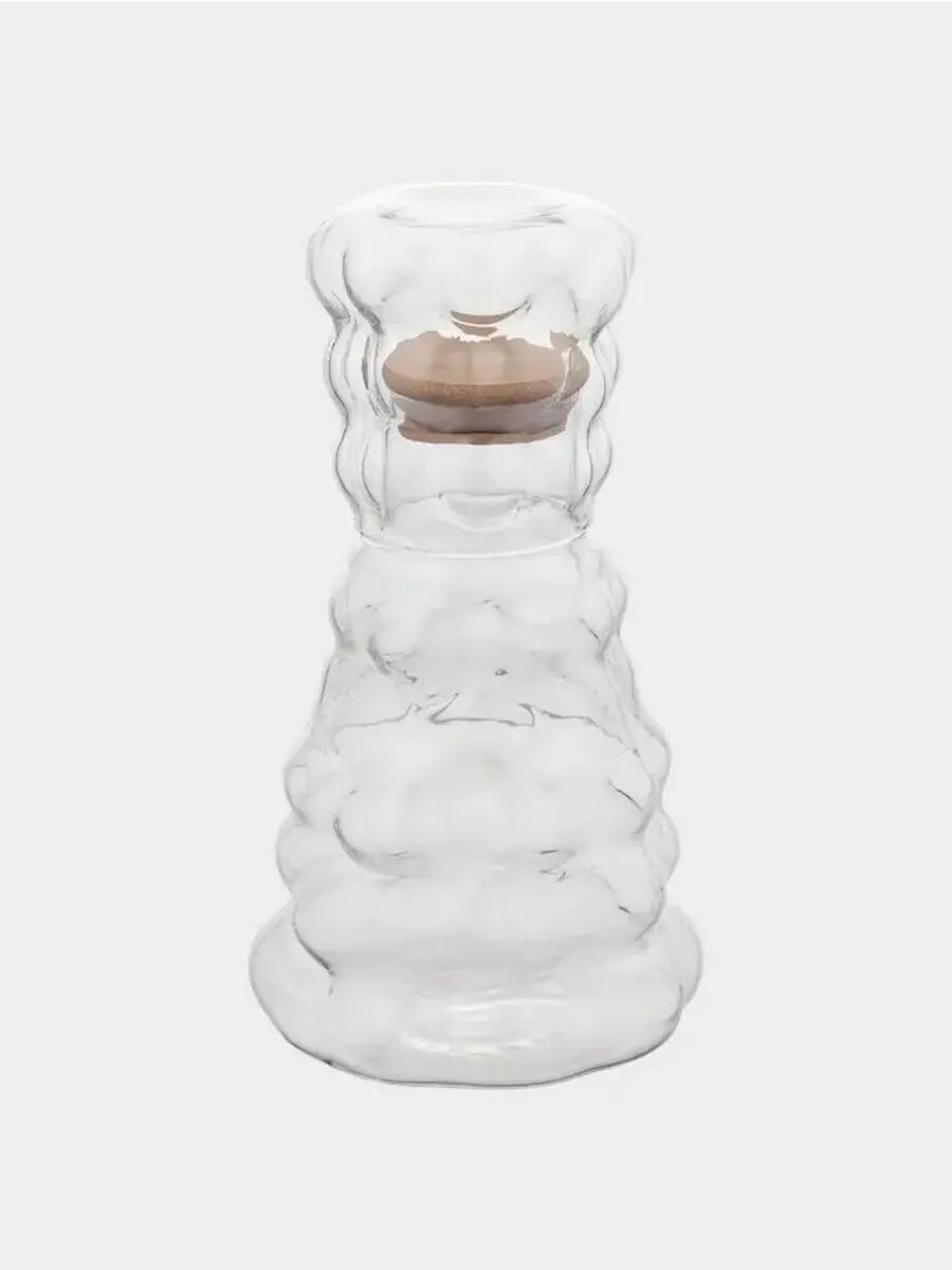 Стильный графин с бамбуковой крышкой и стаканом