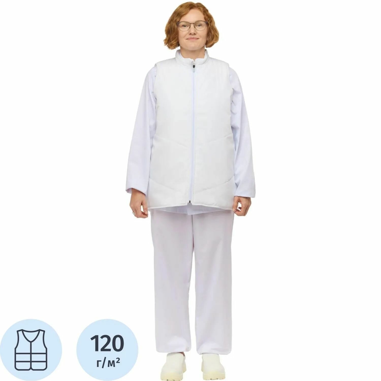 Жилет для пищевого производства КНР у17-ЖЛ, универсальный, внешний, хассп, белый, р 52-54, р 182-188