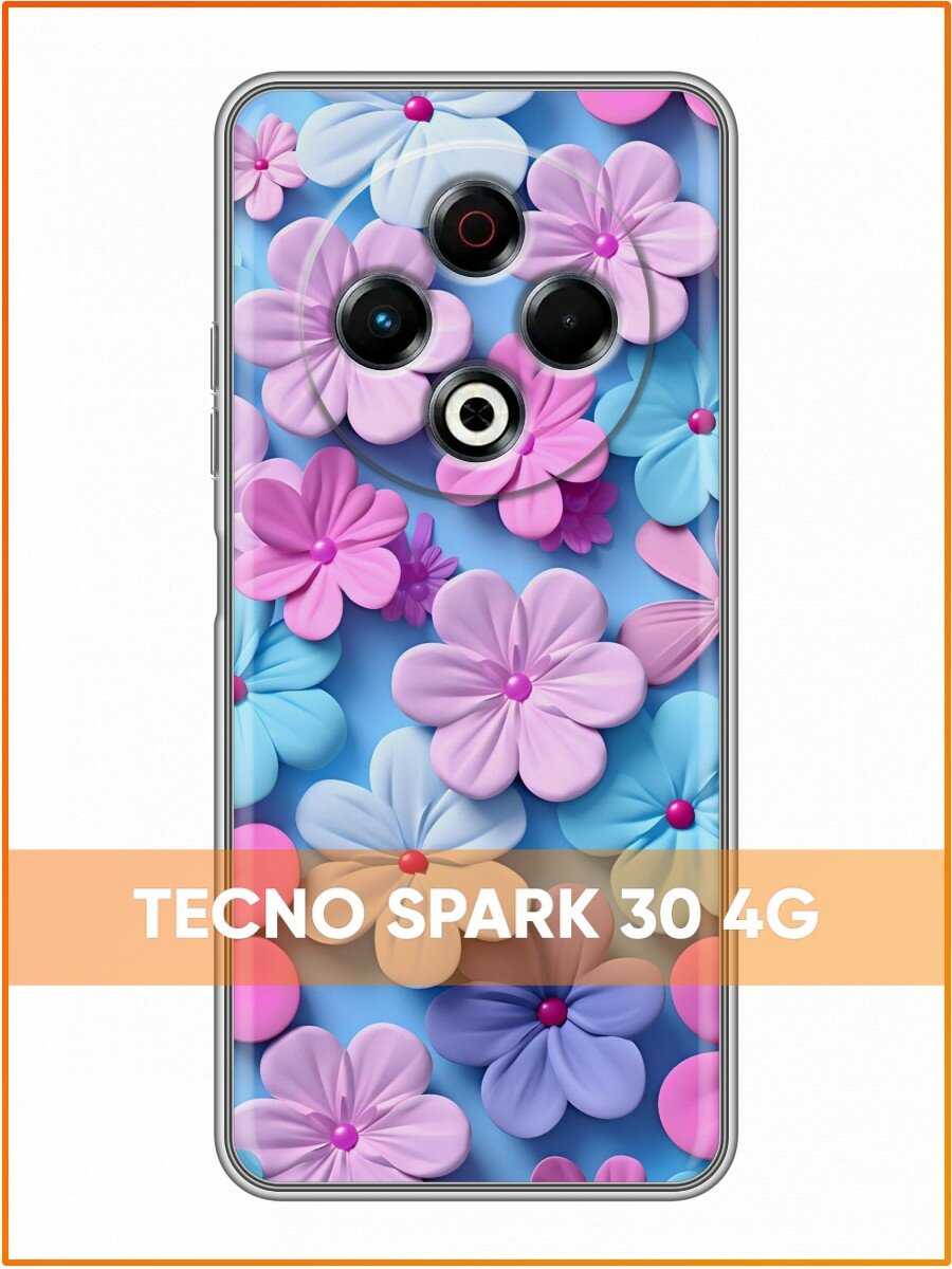 Чехол для Tecno Spark 30 4G с принтом для женщин с цветочками (Техно Спарк 30 4G)
