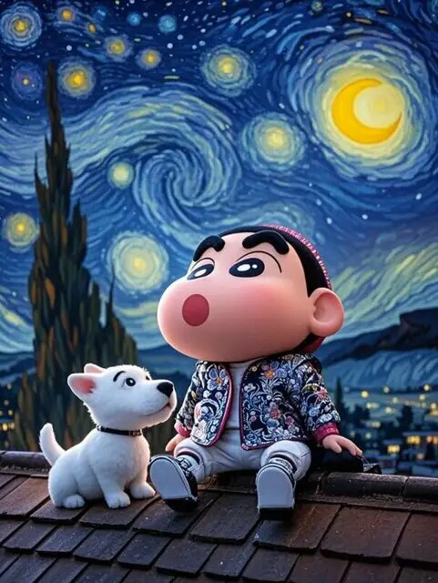 Смола AB, волшебная пыль, мелок Miniso, Shin-chan, мультфильм, наборы для алмазной живописи, сверление, звездное небо, искусство своими руками, полные сверла, мозаика, домашний декор, Размер: AB FD квадрат 20X25 см